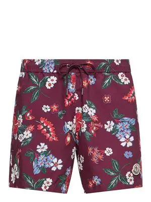 Moncler Floral Print Swim Shorts - Red