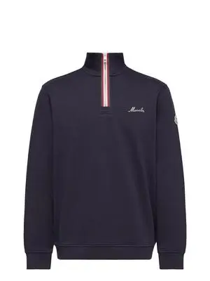 Moncler Embroidered Logo Turtleneck Sweatshirt - Blue