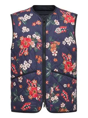 Moncler Franqui Reversible Floral Down Vest - Blue