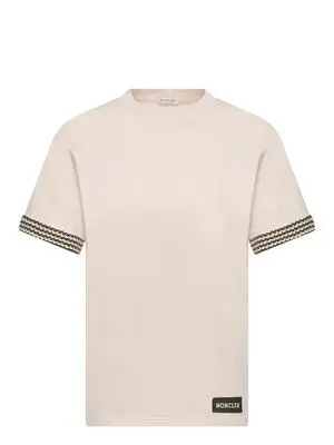 Moncler Crochet-trimmed Cotton Logo T-shirt - White
