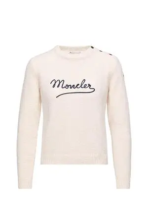 Moncler Embroidered Logo Cotton-blend Sweater - White