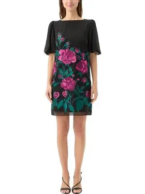 Trina Turk Embroidered Puff Sleeve Shift Dress - Multi