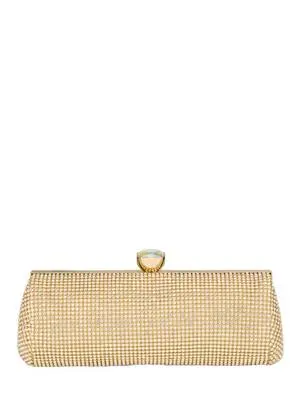 WHITING & DAVIS Grace Crystal Top Clutch - Metallic Gold
