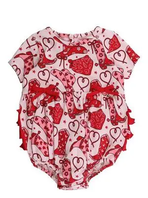 RUFFLEBUTTS Knit Bow Bubble Romper - Lasso Love