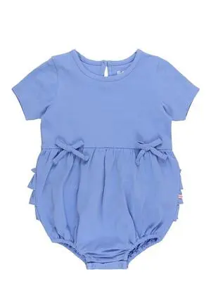 RUFFLEBUTTS Knit Bow Bubble Romper Periwinkle Blue