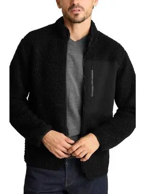 Bonobos High Pile Wool Blend Fleece Zip Jacket - Jet Black