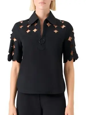 Akris Dot Cutout Top - Black