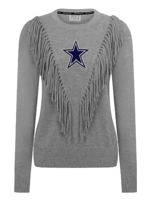 KADYLUXE Dallas Cowboys Fringe Pullover Sweater - Silver