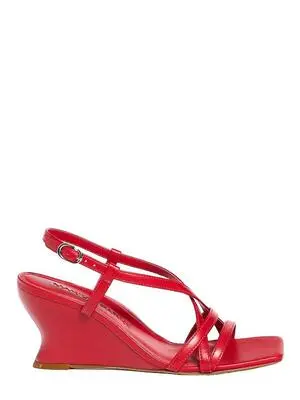 Marion Parke Sabine Nappa Wedge Sandals - Lipstick Red
