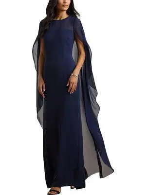 Ralph Lauren Lavati Capelet Gown - Navy Blue