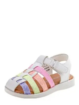 Laura Ashley Closed Toe Glitter Strap Sandals - White/multi
