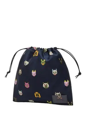 Loewe Cats Small Drawstring Pouch - Blue/black
