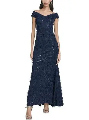 Eliza J Off-the-shoulder Gown - Navy