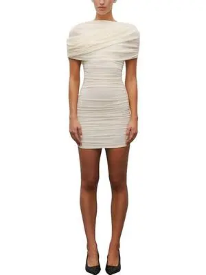 HEIRESS BEVERLY HILLS Draped Shoulder Mini Dress - Ivory