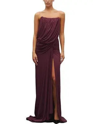 HEIRESS BEVERLY HILLS Gathered Drape Gown - Mauve Wine