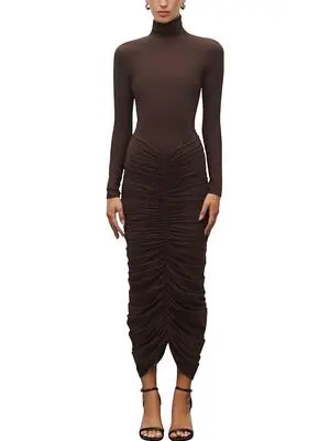 HEIRESS BEVERLY HILLS Ruched Maxi Dress - Brown