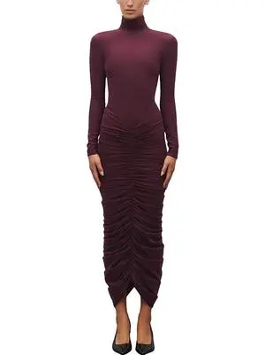 HEIRESS BEVERLY HILLS Ruched Maxi Dress - Mauve Wine