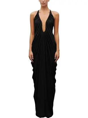 HEIRESS BEVERLY HILLS Draped Halter Gown - Black