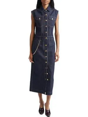 SPORTMAX Farfalla Sleeveless Denim Utility Dress