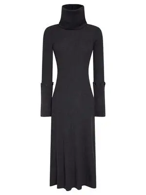 Proenza Schouler Ribbed-knit Turtleneck Midi Dress With Detachable Details - Charcoal
