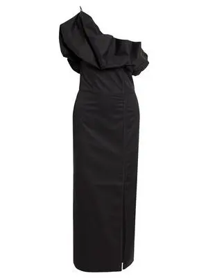Johanna Ortiz Noche Habanera One-shoulder Midi Dress - Black