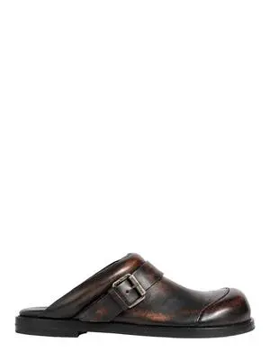 Acne Studios Burnished Leather Clogs - Dark Brown