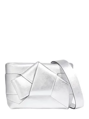 Acne Studios Musubi Knotted Metallic Leather Shoulder Bag - Silver