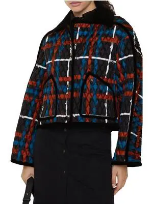 Burberry Check Quilted Floriston Jacket - Petrol Blue