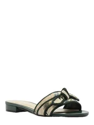 ALEXANDRE BIRMAN X Agua Bendita Raffia Slide Sandal - Laguna Off/green