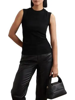 REISS Ruched Rib Tank - Black