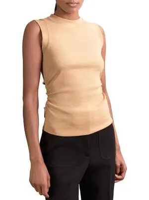 REISS Ruched Rib Tank - Camel