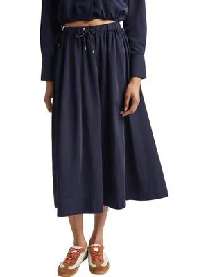 Veronica Beard Taffeta Midi Skirt - Navy