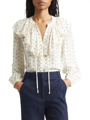 VERONICA BEARD Gomez Ruffle Print Shirt