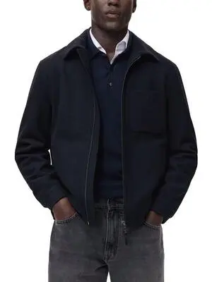 Mango Wool-blend Tailored Jacket - Navy