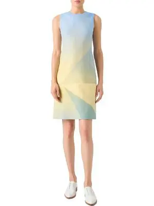 Akris Sunbeam Double Face Silk & Cotton Blend Sheath Dress - Yellow Multi