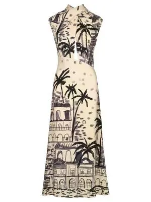 Johanna Ortiz Interdimensional Graphic Print Maxi Dress - Neutrals