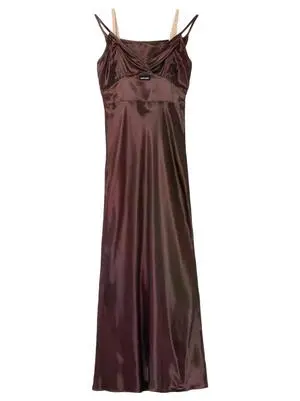 Miu Miu Flared Double-strap Maxi Dress - Brown