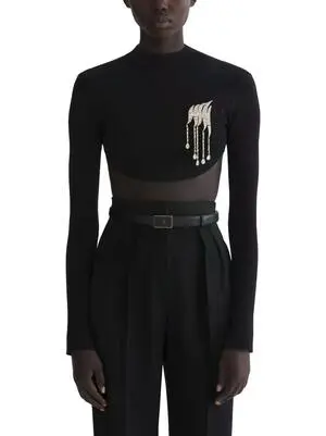MUGLER Cropped Top - Black