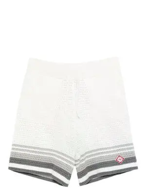 Casablanca Striped Crochet Shorts - White