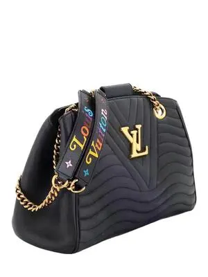 LOUIS VUITTON New Wave Chain Tote Quilted Leather Shoulder Bag - Black