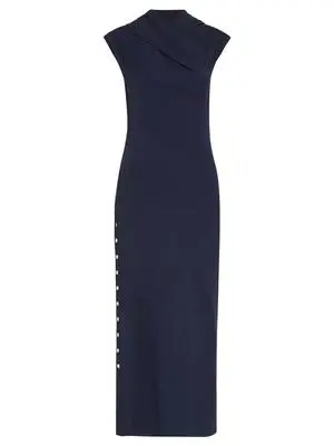 GLORIA COELHO Button-detailed Midi Dress - Blue