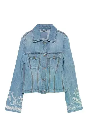 Ermanno Scervino Embroidered Denim Jacket - Blue