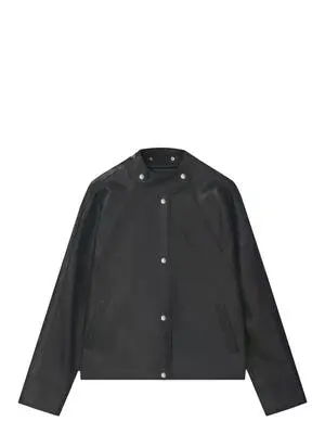 AERON Salem Snap-collar Leather Jacket - Black