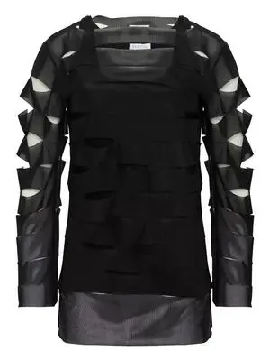 GLORIA COELHO Cut-out Long Sleeve Top - Black