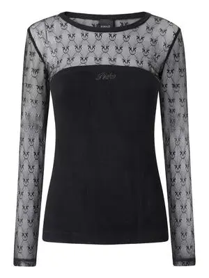 Pinko Long-sleeve Lace Top - Black