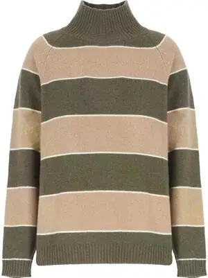 KANGRA Striped High-neck Sweater - Green
