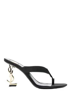 Saint Laurent Logo-heel Sandals - Black