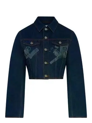 Jean Paul Gaultier Trompe L'oeil Cropped Denim Jacket - Blue