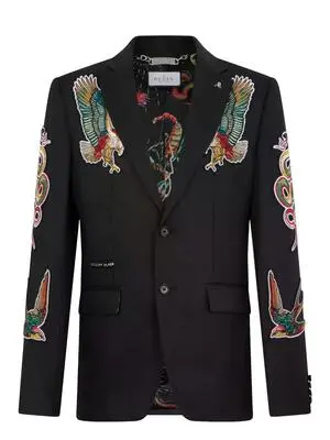 Philipp Plein Embroidered Tattoo Blazer - Black