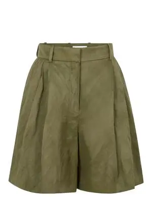 Nina Ricci Wrinkled Cotton Tailored Shorts - Green